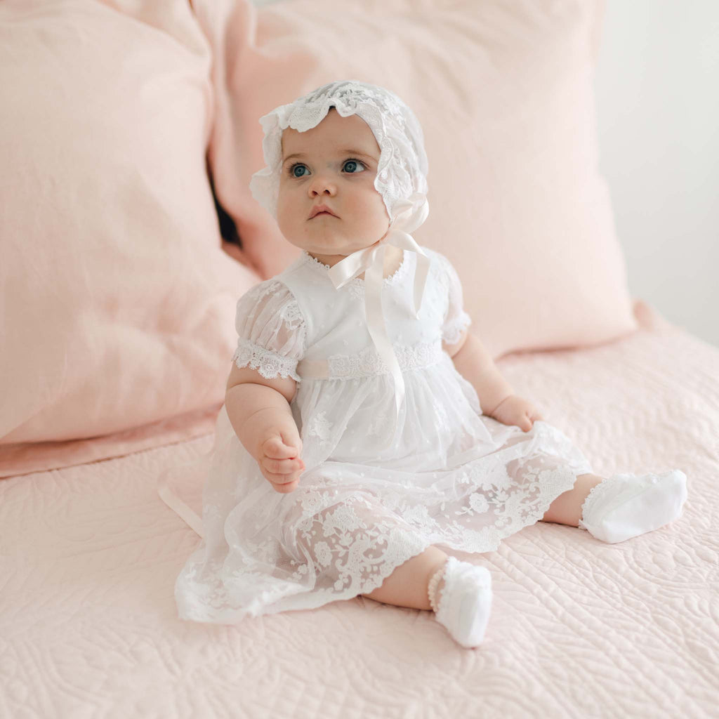 Newborn Girl Christening Romper Dress | Melissa Baptism Collection – Christeninggowns.com