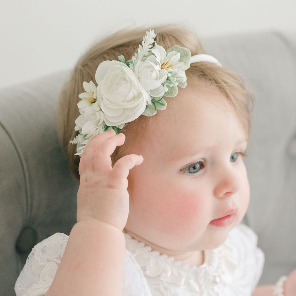 Aria Flower Headband – Christeninggowns.com