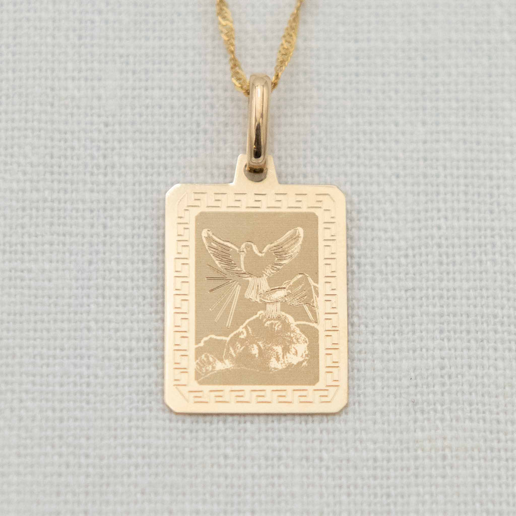 14k Gold Etched Blessing Charm With Chain – Christeninggowns.com