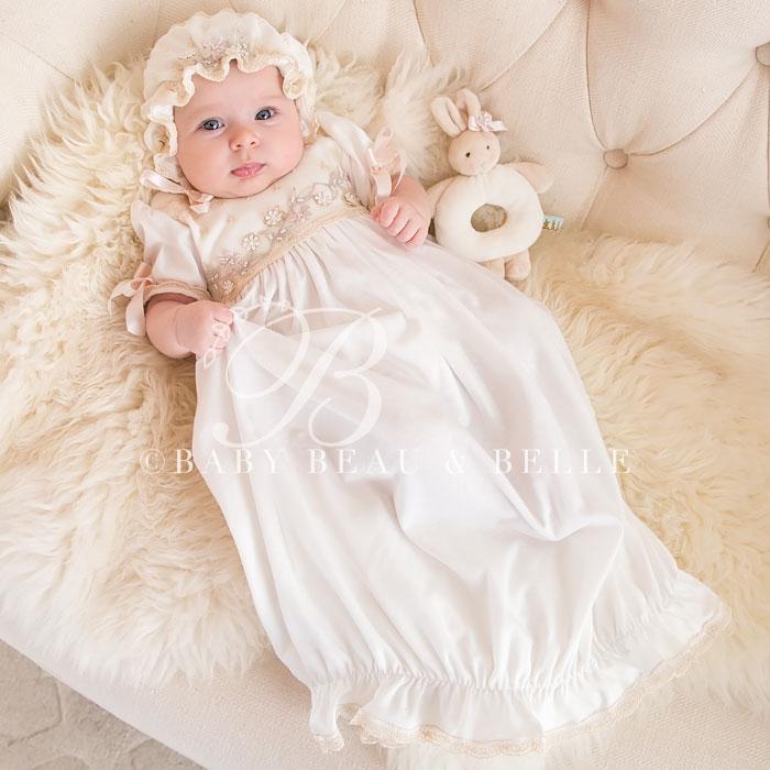 Newborn Girl Newborn Gown - Jessica Christening & Baptism Collection – Christeninggowns.com